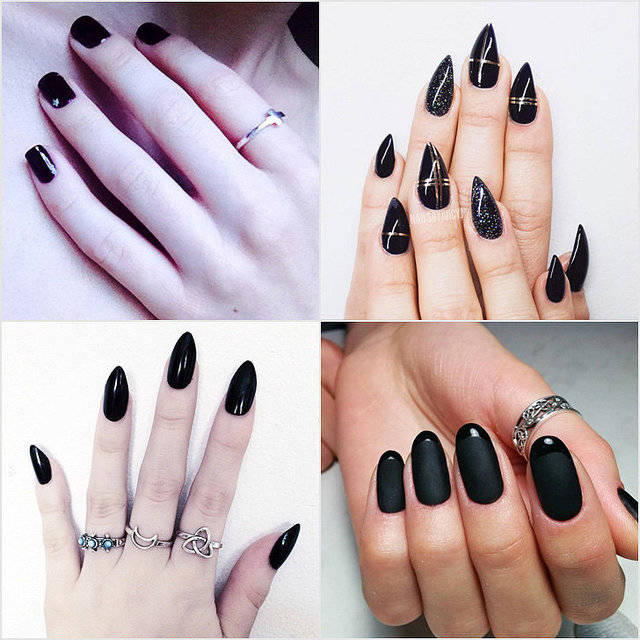 14 สไตล์ เพ้นท์เล็บสีดำ สวย เท่ สไตล์สาวร็อค